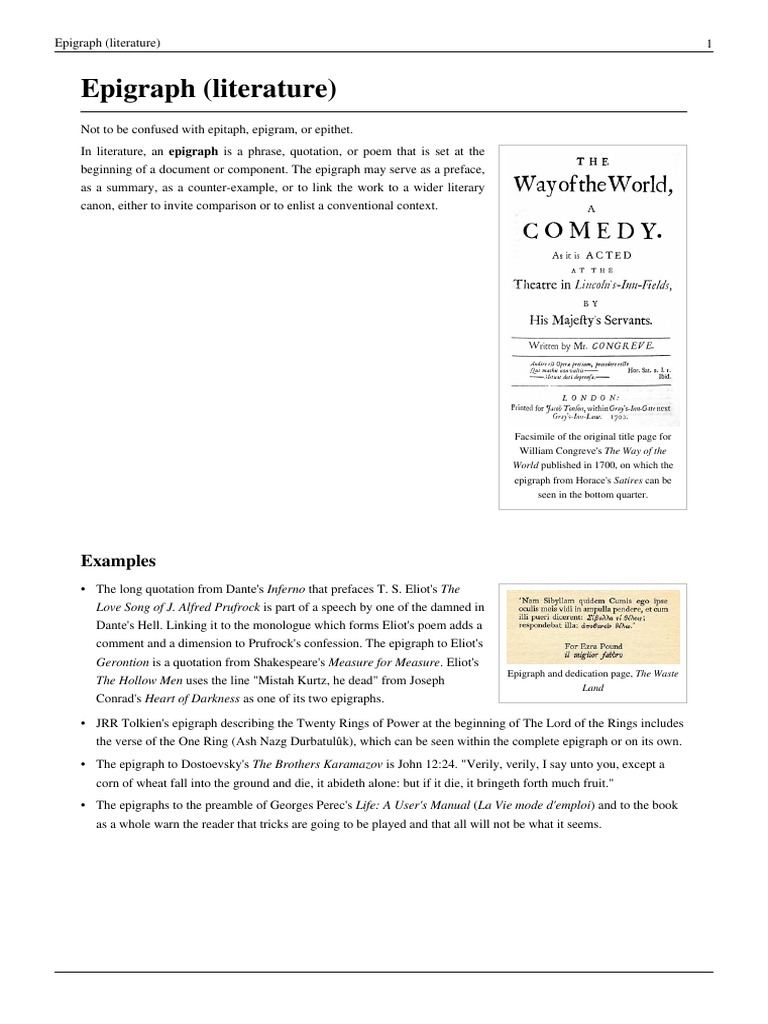 Epigraph (Literature) | PDF | T. S. Eliot | Poetry