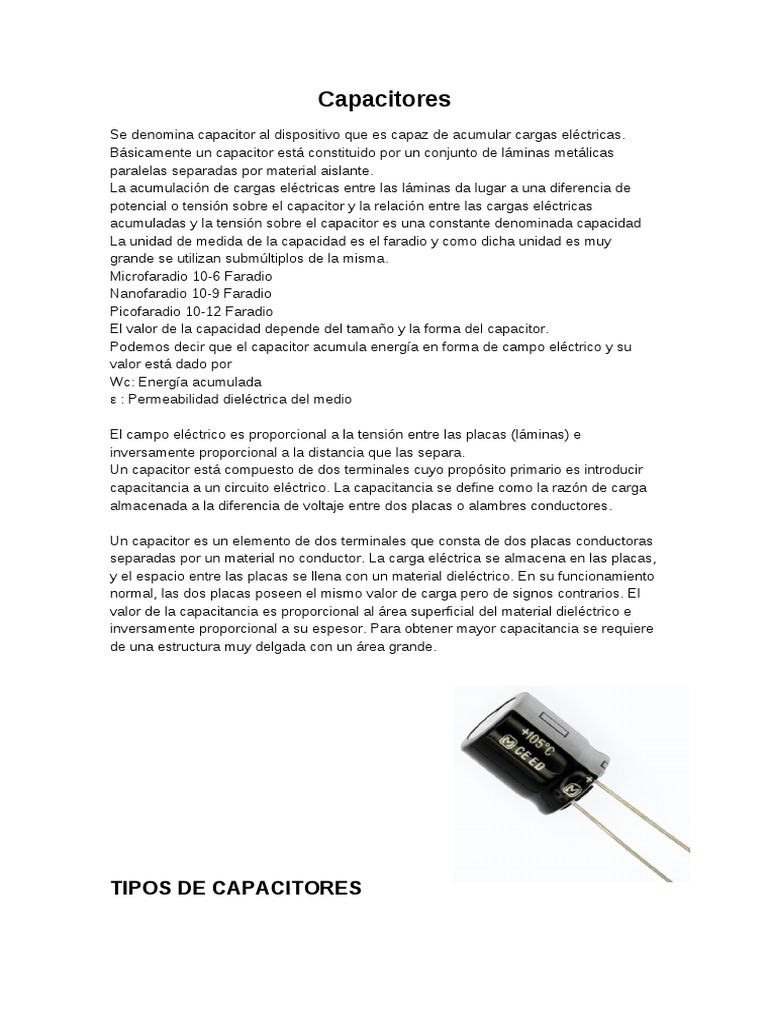 Capacitores Electricos y Transformadores | PDF | Condensador | Inductor