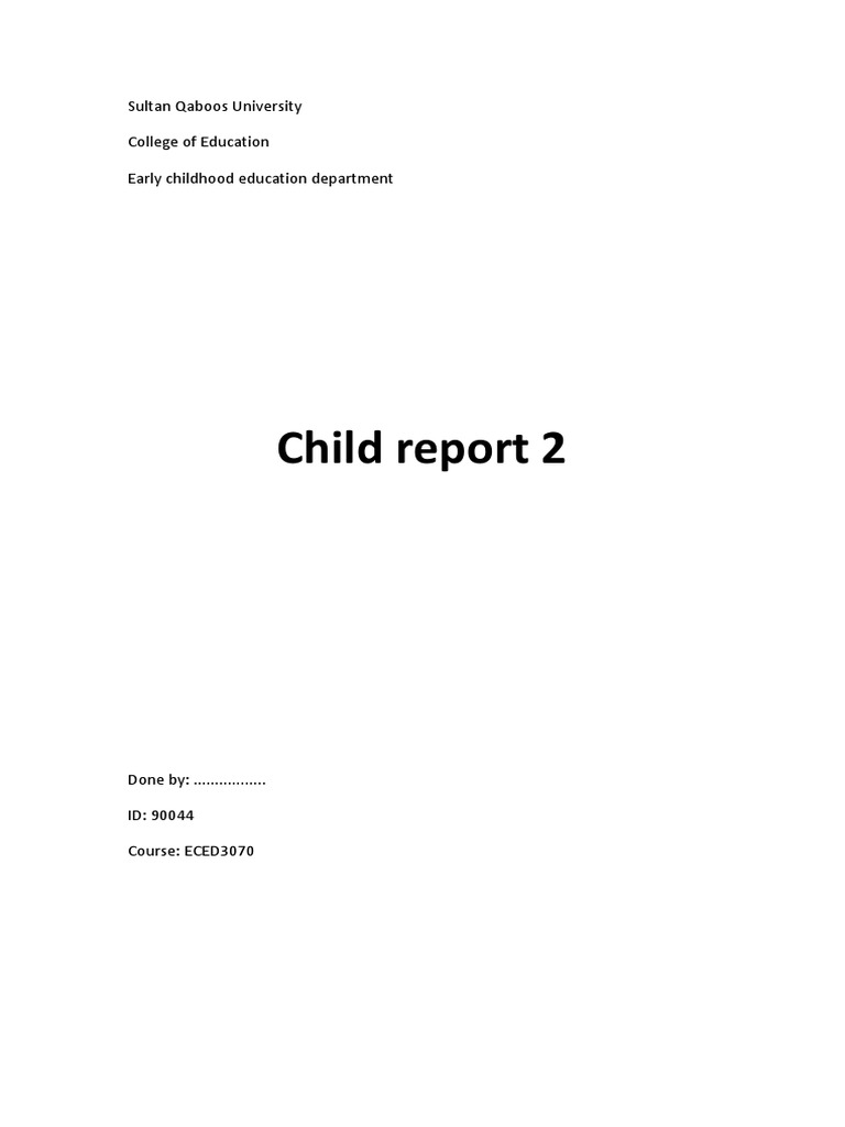 Child Report 2 Draft | PDF | Emotions | Psychology