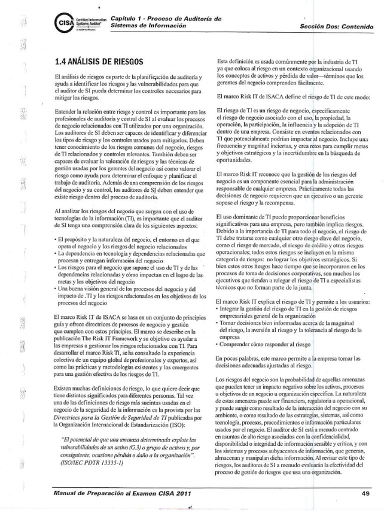 Manual de Preparación Al Examen CISA 2011 | PDF