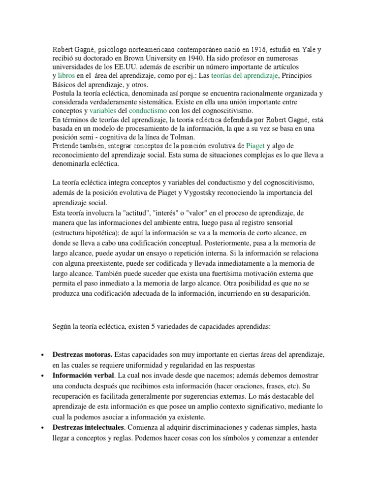 Teoria Eclectica | PDF | Memoria | Aprendizaje