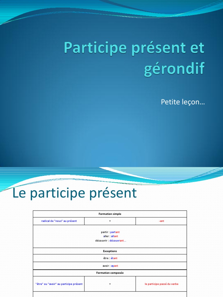 Participe Présent Et Gérondif | PDF | Clause | Mécanique du langage