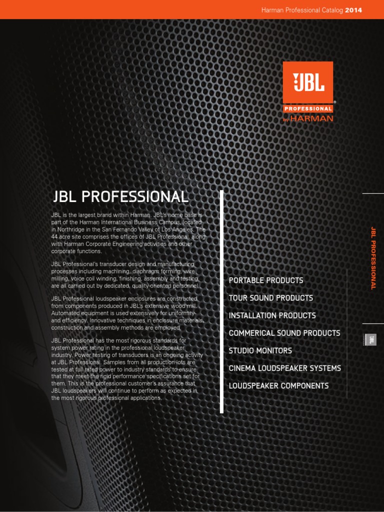 2014 JBL Pro Full Line Catalog | PDF | Loudspeaker | Sound Production ...