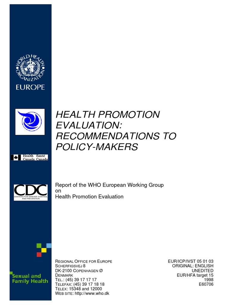 Health Promotion Evaluation: Recommendations To Policy-Makers ...