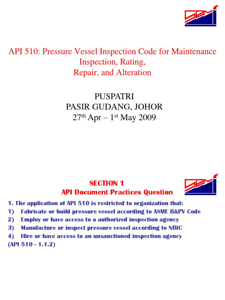 API 510 Pressure Vessel Inspection Guide | PDF | Welding | Construction