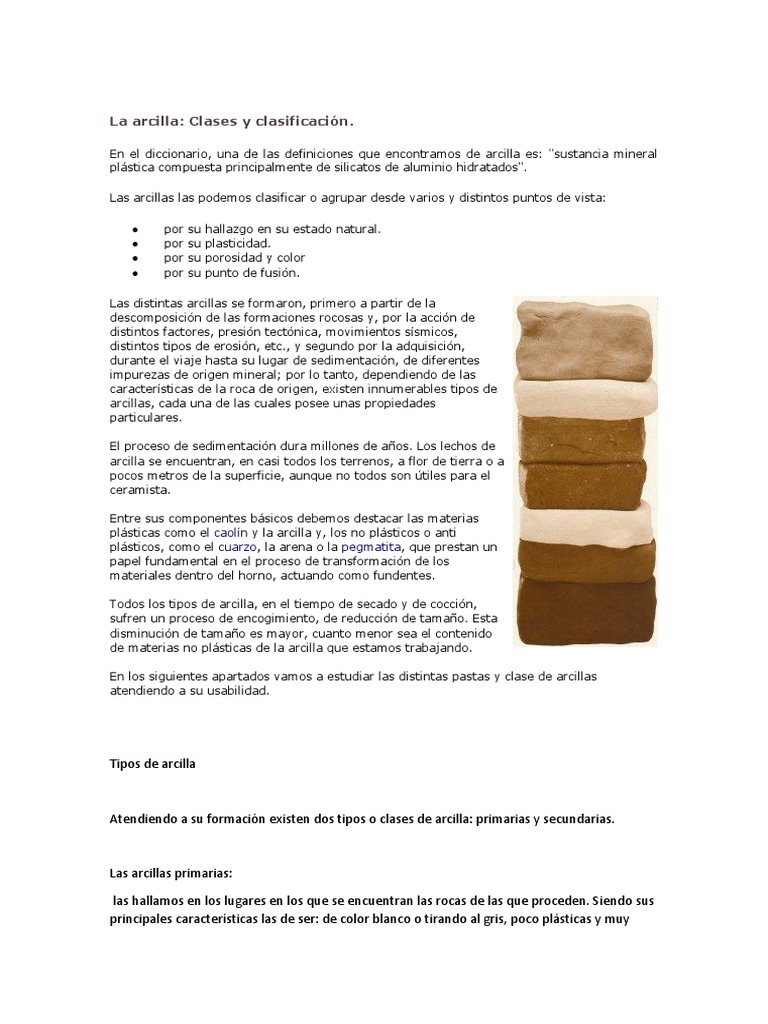 Tipos y características de la arcilla | PDF | Arcilla | Aluminio