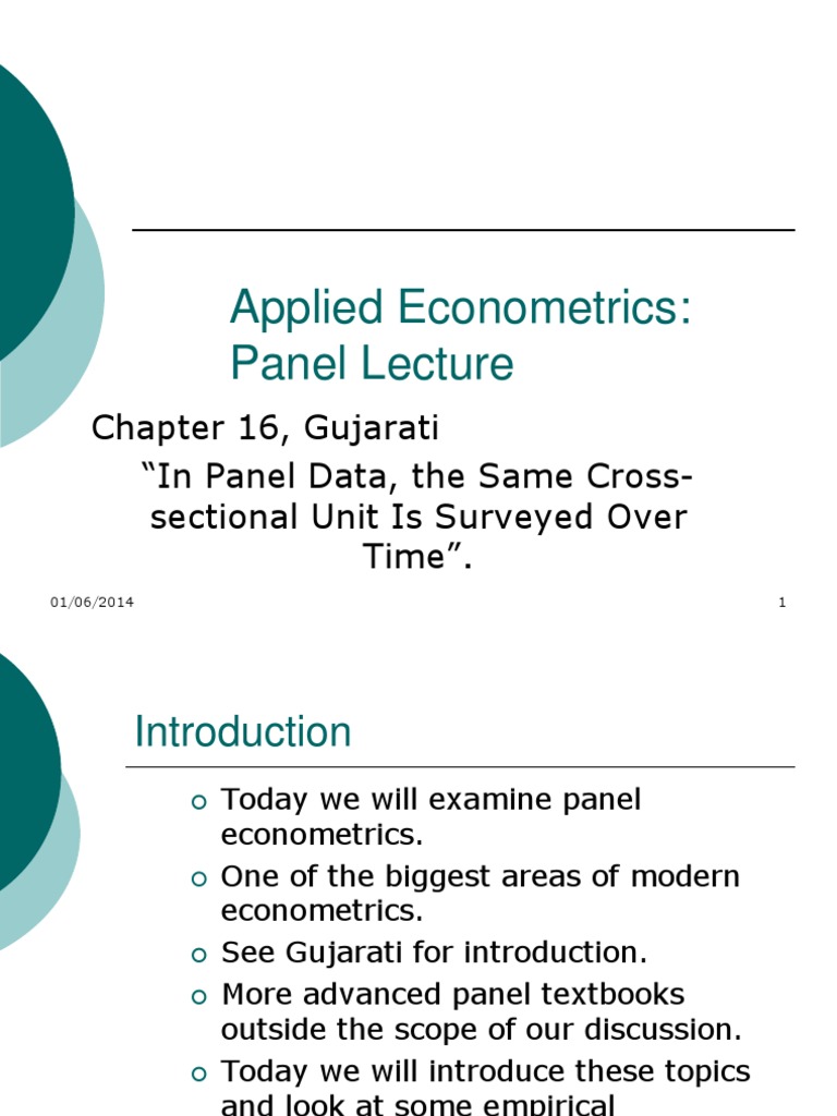 Panel Lecture - Gujarati | PDF | Fixed Effects Model | Random Effects Model