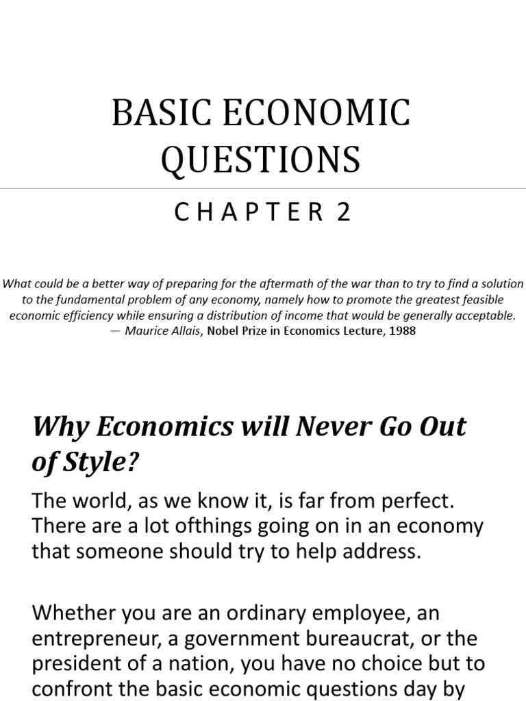 Basic Economic Questions Explained | PDF | Economic System | Economic ...