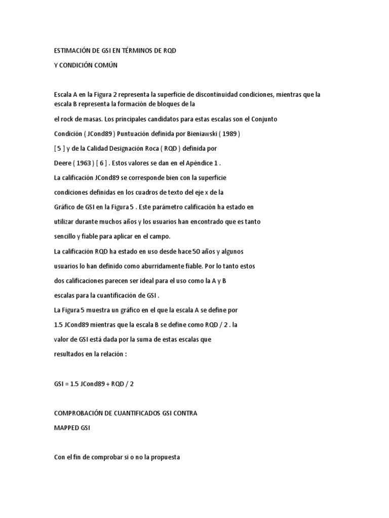 Estimación de Gsi en Términos de RQD | PDF | Medición | Regresión lineal