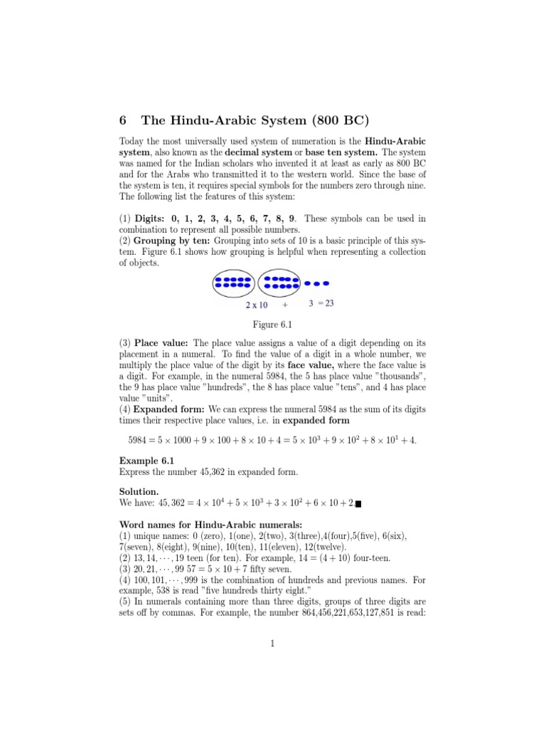 Section6 The Hindu-Arabic System | PDF | Decimal | Numbers