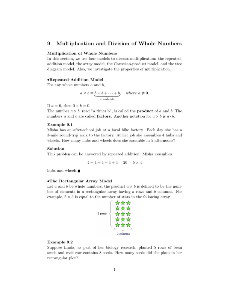 Section9 Multiplication and Division of Whole Numbers | PDF | Division ...
