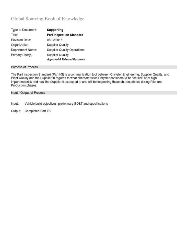 Part Inspection Standard (May 2013) | PDF | Engineering Tolerance ...