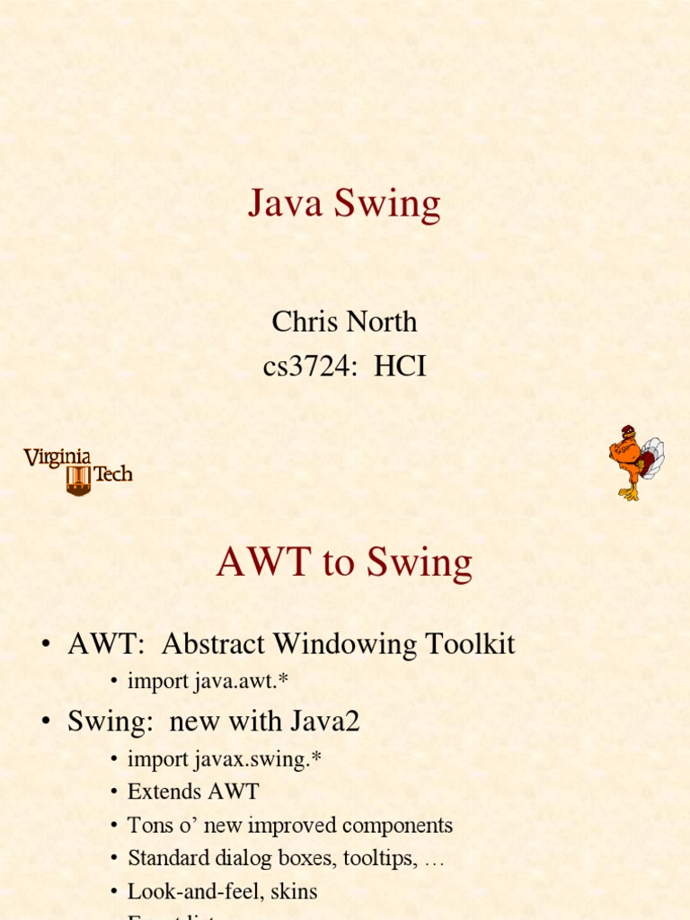 Java Swing: Chris North cs3724: HCI | PDF | Computing Platforms ...