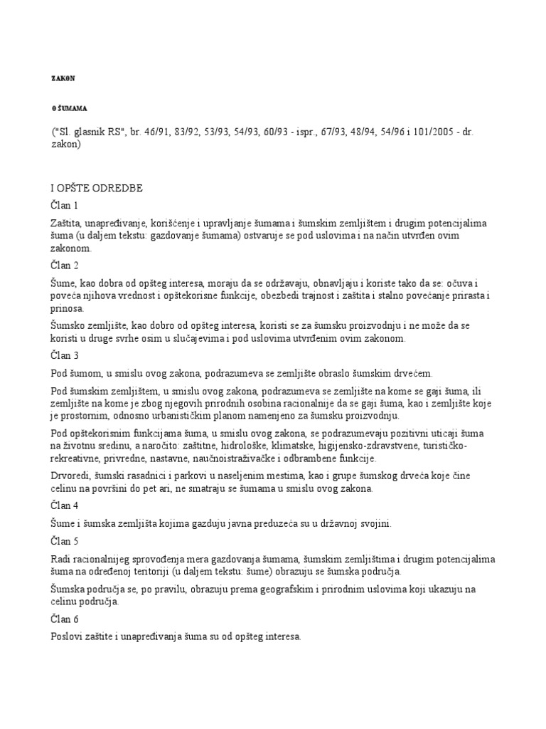 Zakon o Šumama | PDF