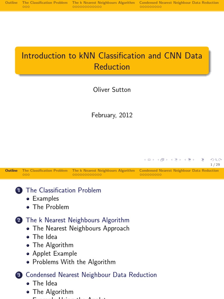 Introduction to kNN Classification and CNN Data Reduction | PDF ...