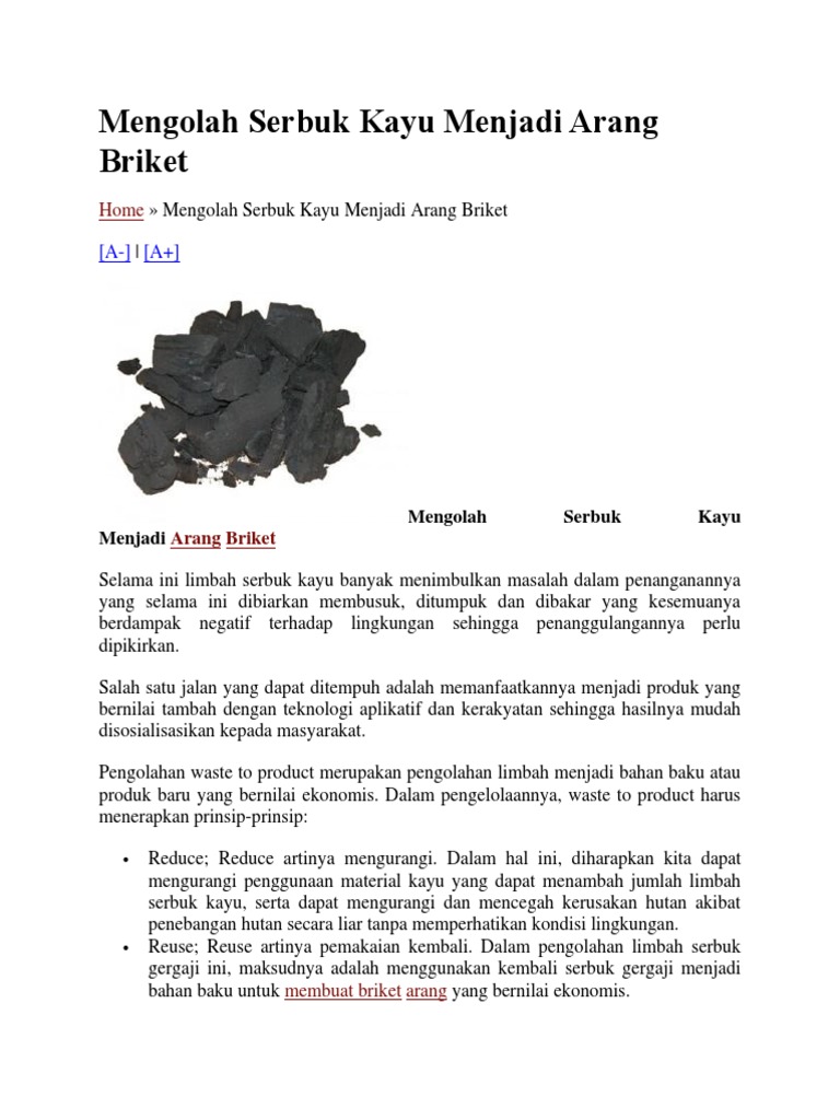 Mengolah Serbuk Kayu Menjadi Arang Briket | PDF