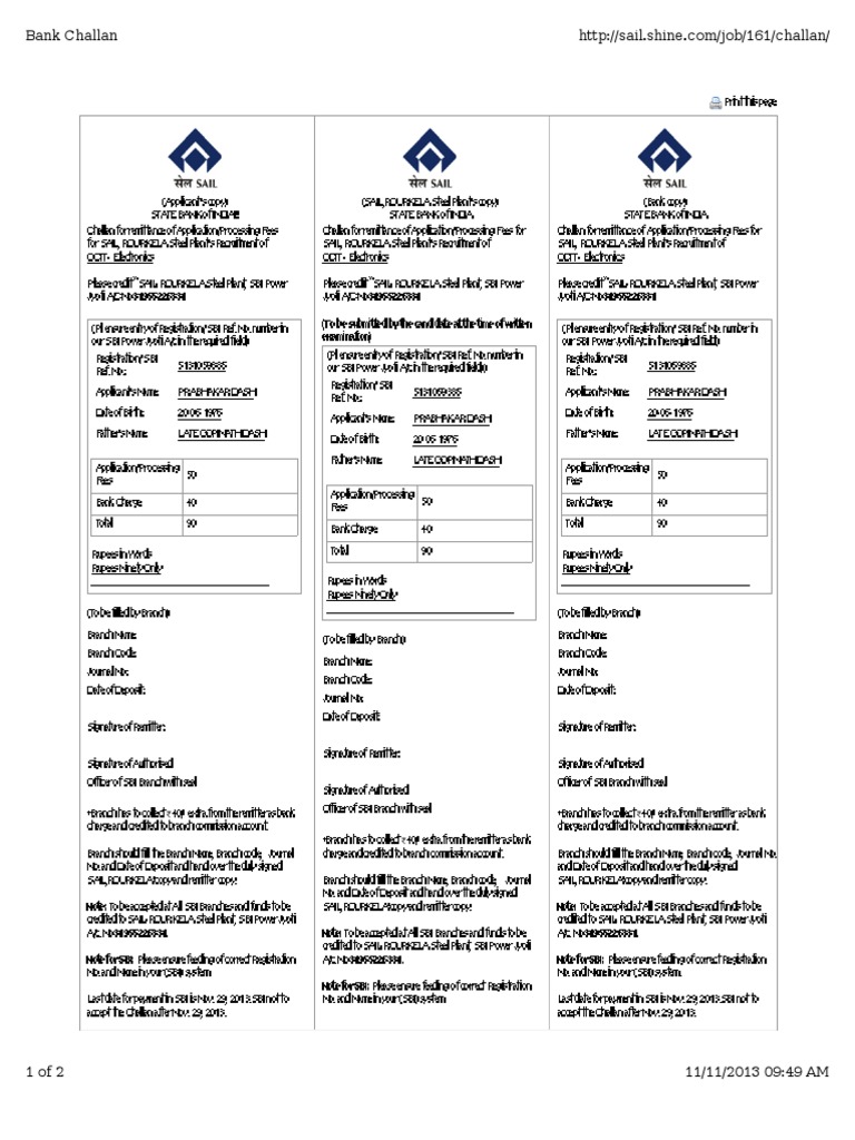 Bank Challan | PDF | Banking | Financial Services
