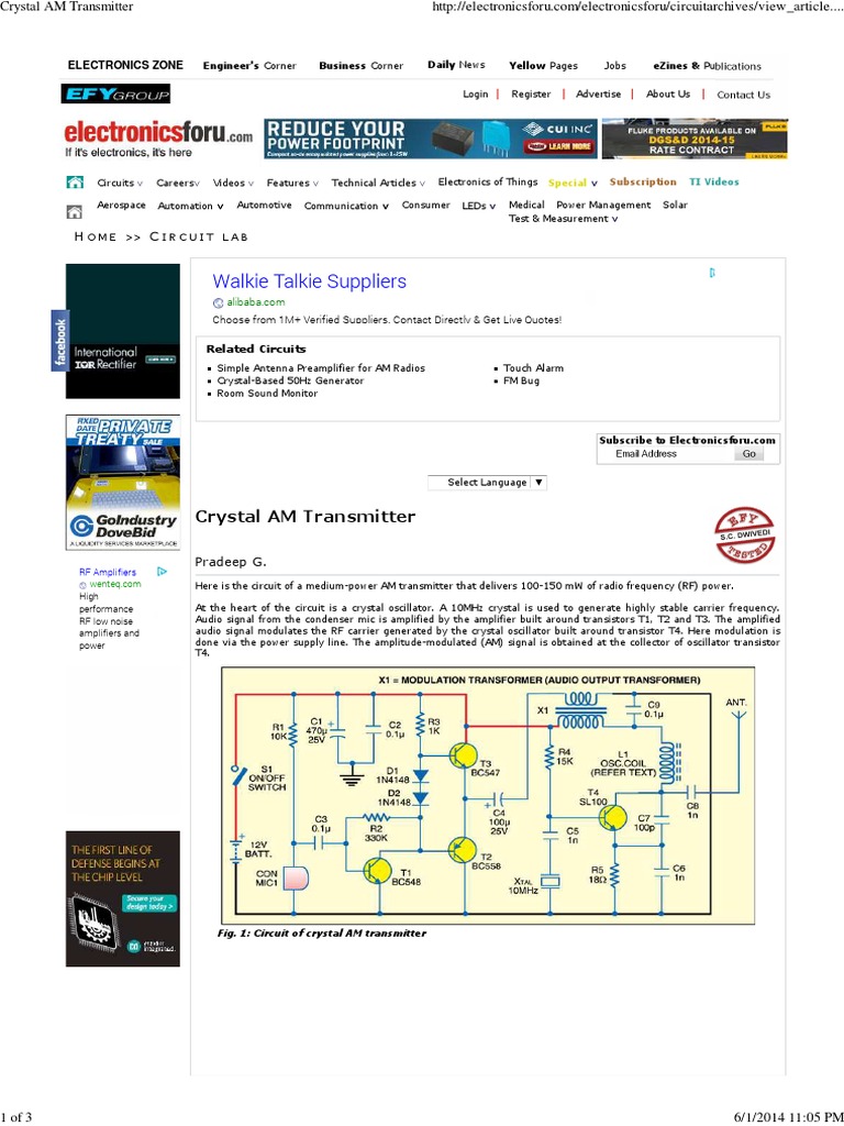 Crystal AM Transmitter | PDF | Transmitter | Radio