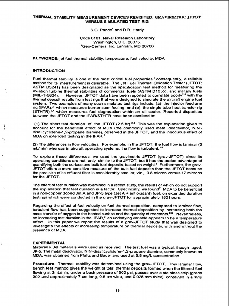 Jet Fuel Thermal Stability Analysis | PDF | Activation Energy | Temperature