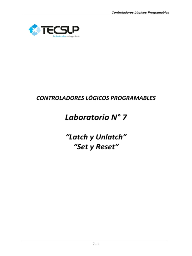 PLC: Latch y Unlatch en Laboratorio | PDF | Controlador lógico ...