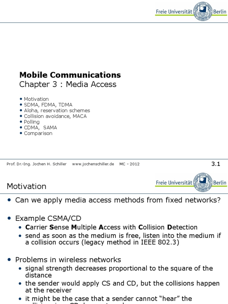 Media Access Methods Explained | PDF | Channel Access Method | Code ...