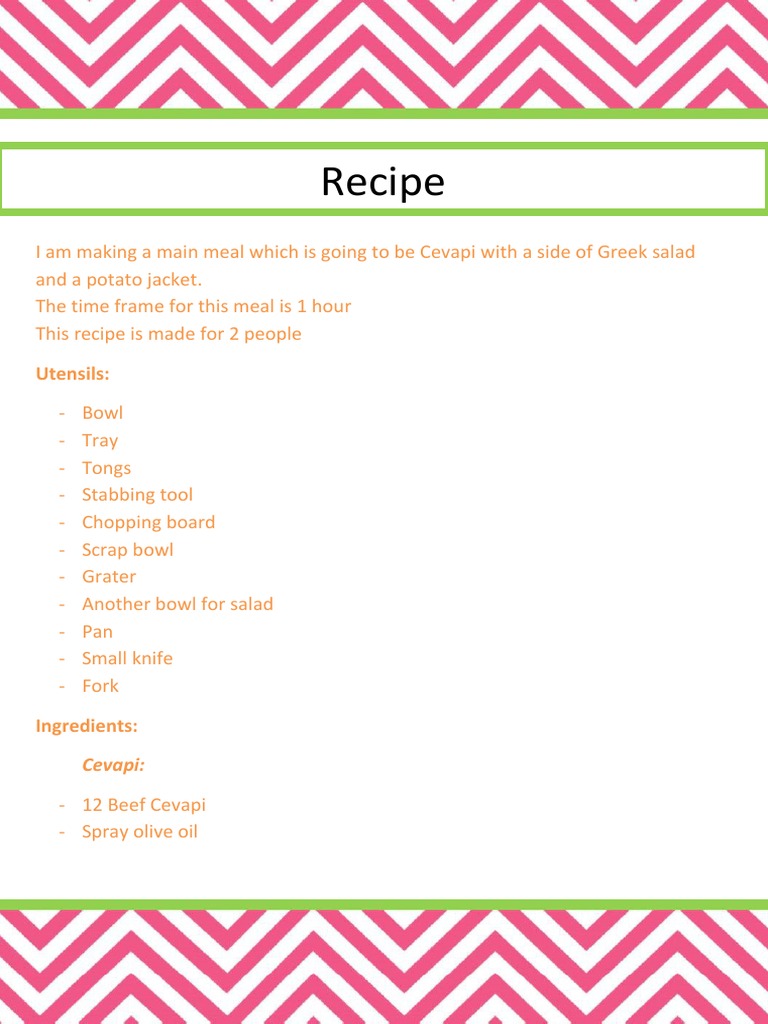 Recipe Card Final | PDF | Cooking, Food & Wine