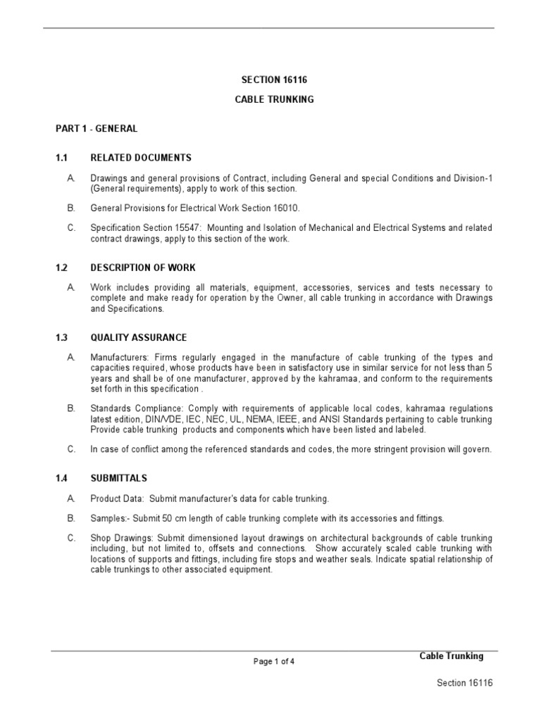 Electrical specification Division 16 ,Section 16116 | Specification ...