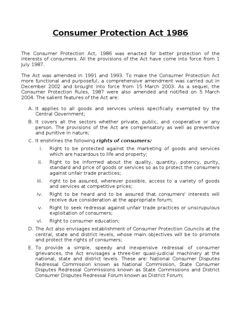 Consumer Protection Act | PDF | Consumer Protection | Justice