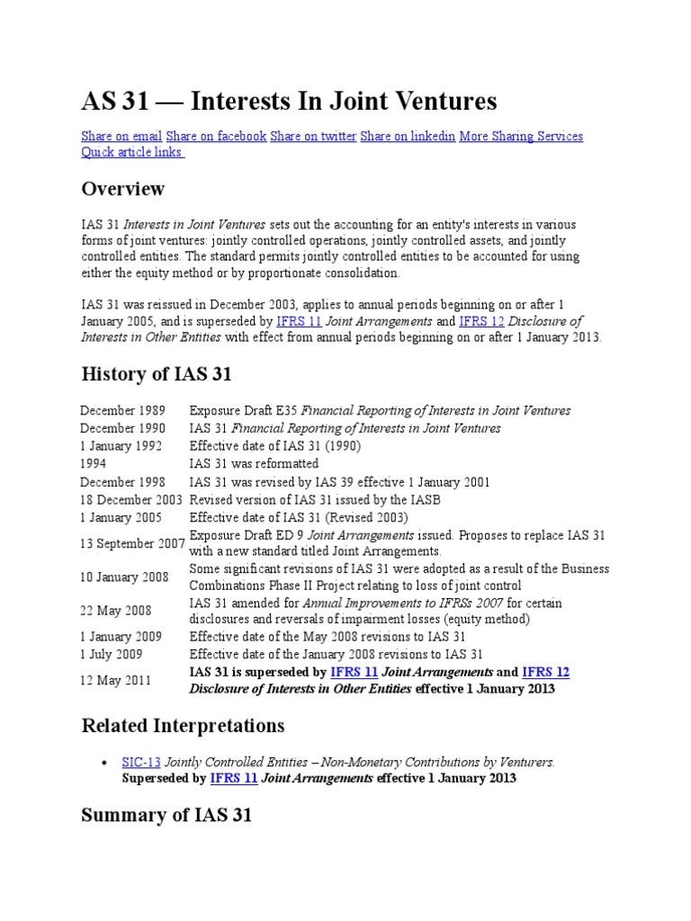 IAS 31 Interest in Joint Venture | PDF | Consolidation (Business ...