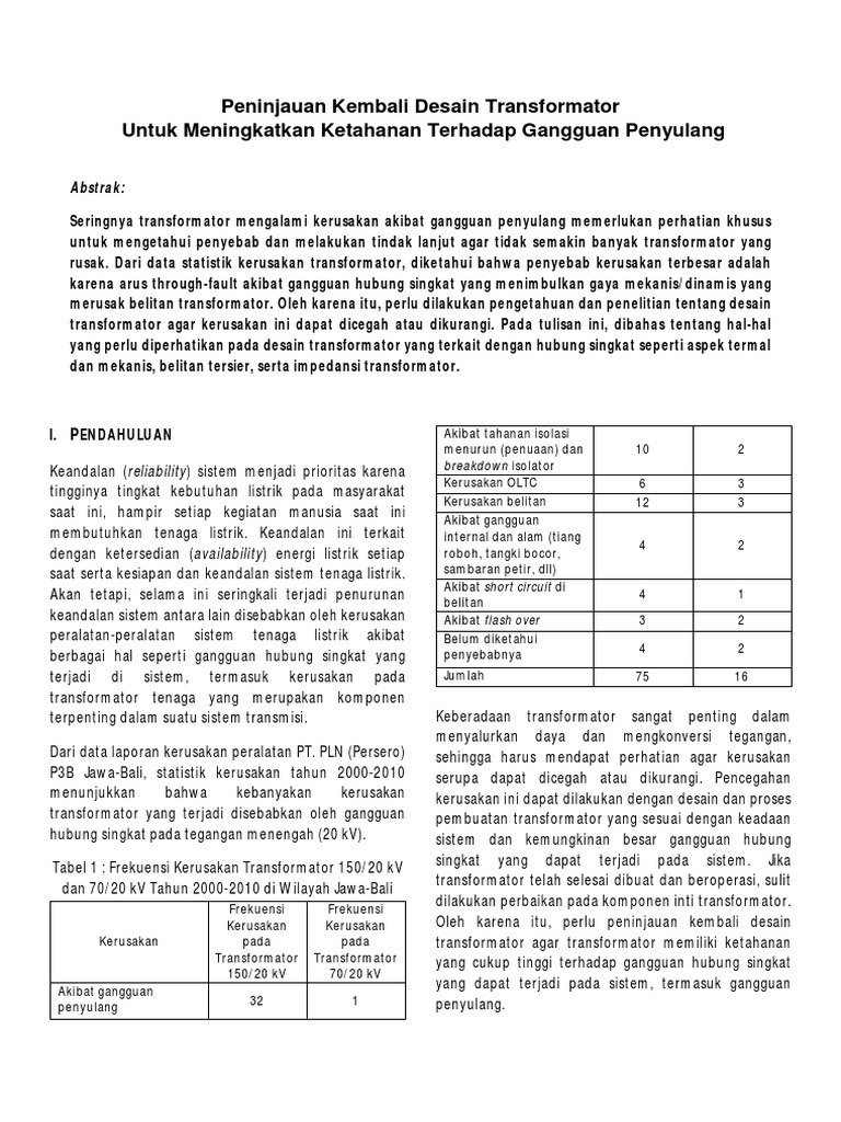 Desain Trafo PLN untuk Ketahanan Gangguan | PDF