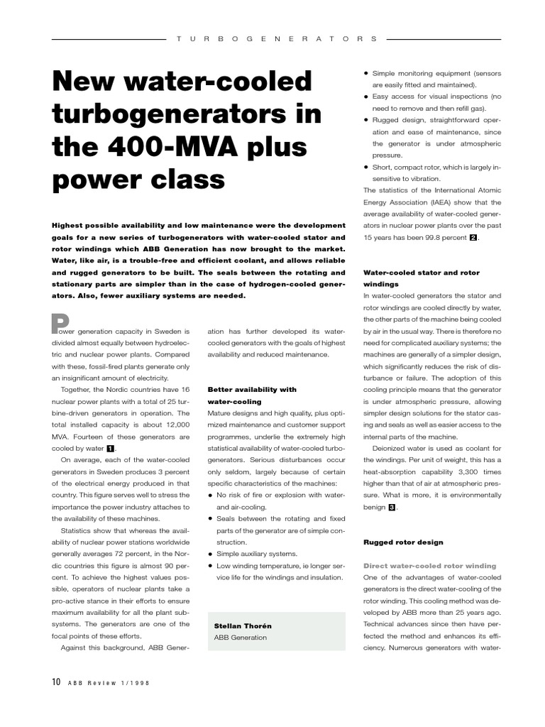 Fully Water Cooled Turbo Generator (Stator and Rotor) | PDF | Electric ...