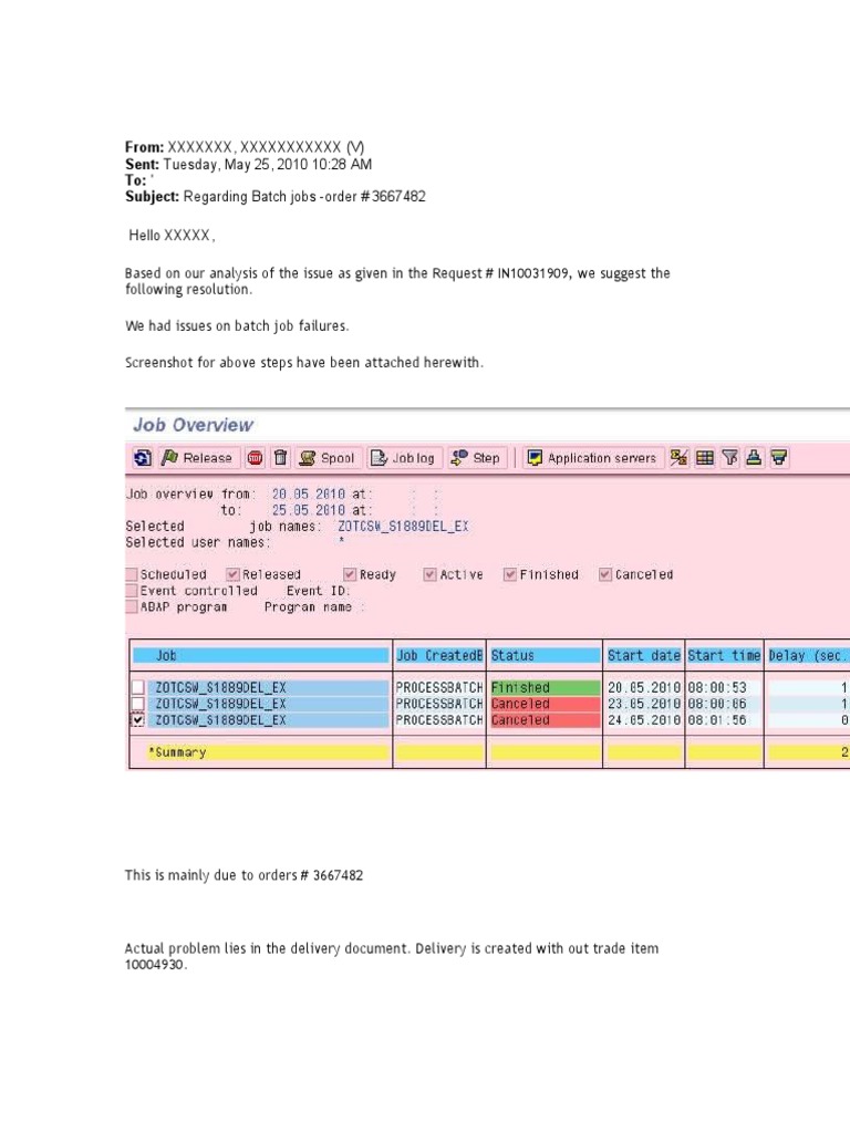 Sap Batch Job Ticket | PDF