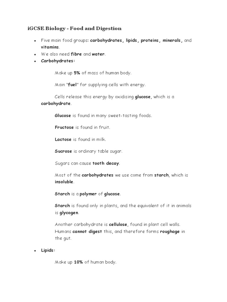 Digestion Notes | PDF | Digestion | Gastrointestinal Tract