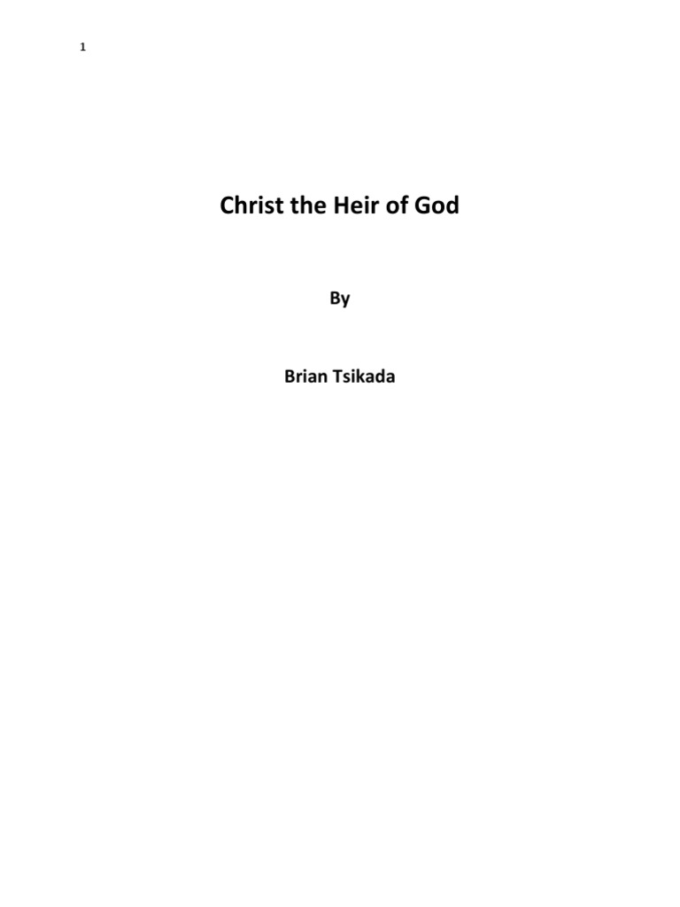 Heir Of God: We Are Heirs With Christ – UMMLR