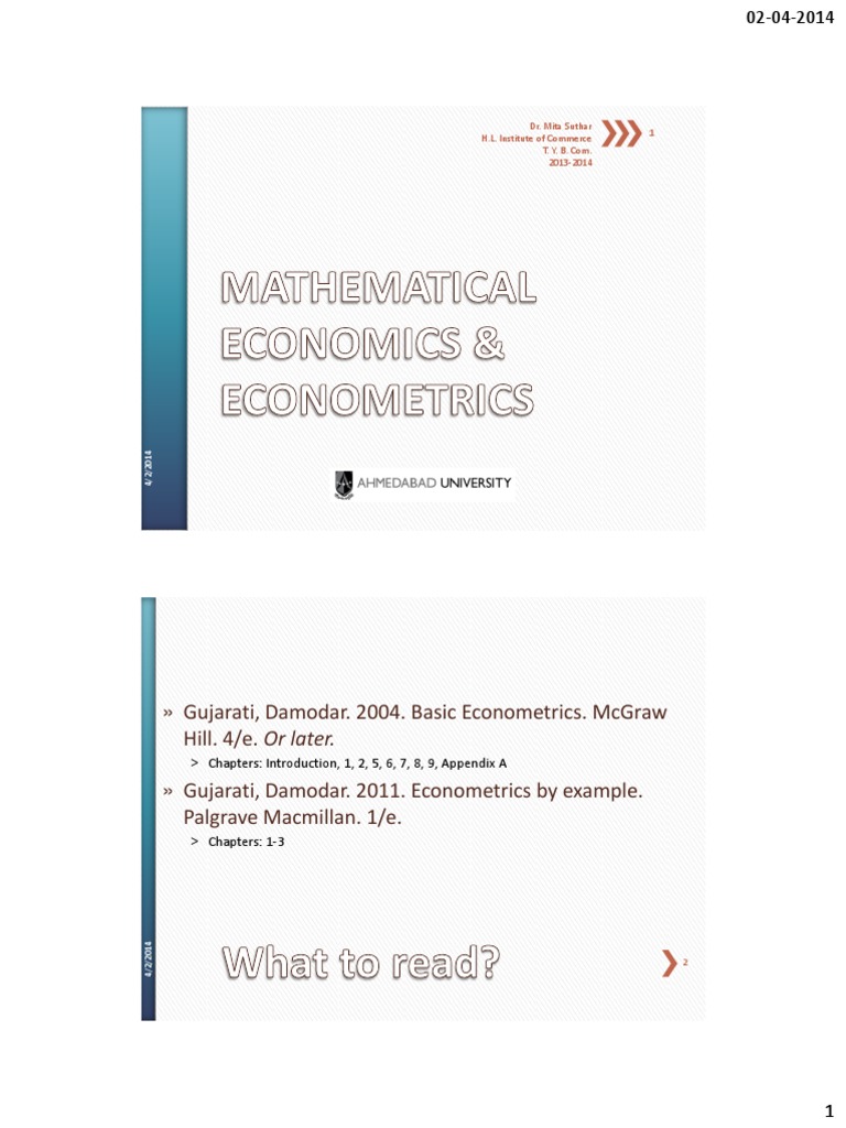Econometrics Overview and Key Concepts | PDF | Coefficient Of ...
