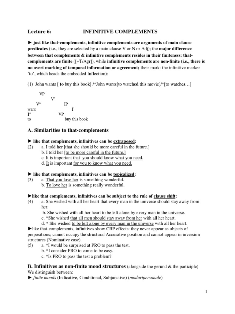 Curs 5 - Infinitive Complements | PDF | Clause | Subject (Grammar)