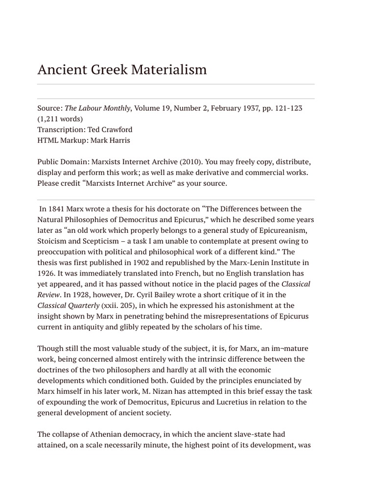 Ancient Materialism | PDF | Metaphysics | Philosophical Theories