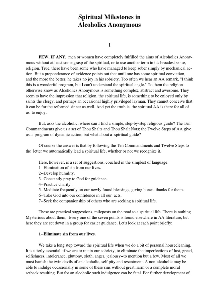 (AA) Spiritual Milestones | PDF | Alcoholics Anonymous | Prayer