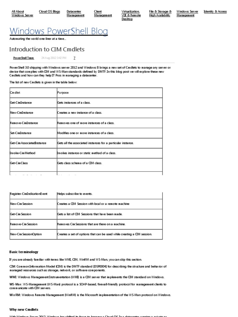 Introduction To CIM Cmdlets | Download Free PDF | Method (Computer Programming) | Parameter ...