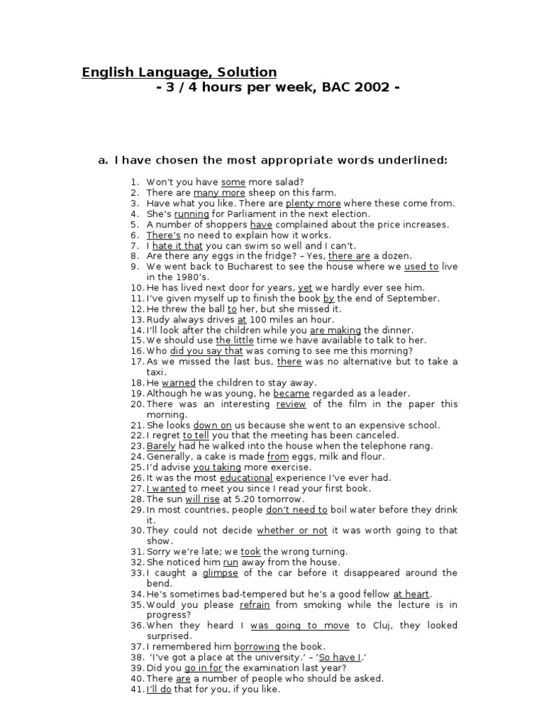 English Language - Solution - Doc6f3f6 | PDF