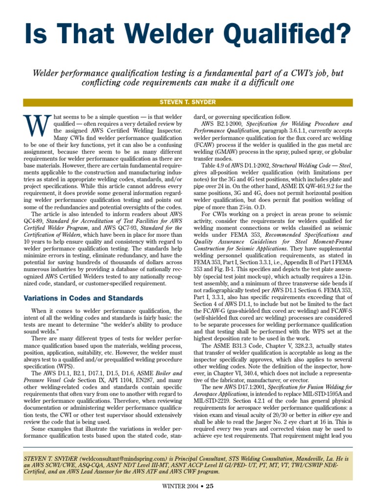 Welder Qualification (ALL CODES) | PDF | Welding | Construction