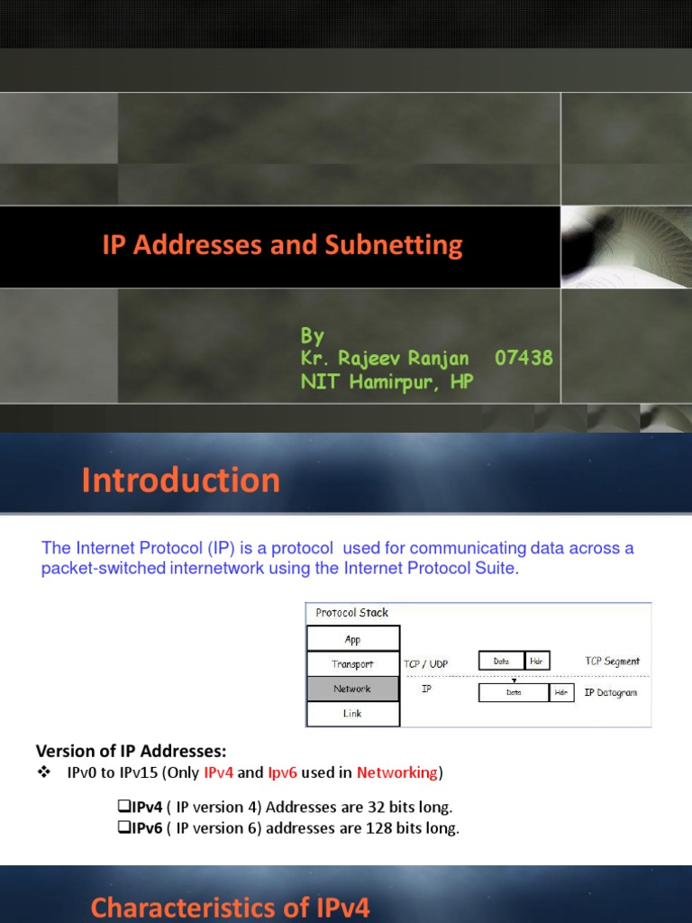 IP Addresses and Subnetting | Ip Address | Internet Protocols
