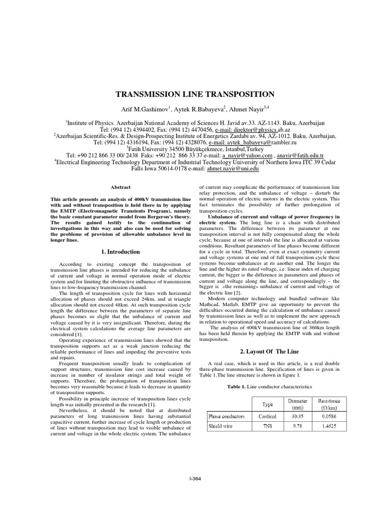 Transmission Line Transposition On ATPDraw | PDF | Transmission Line ...