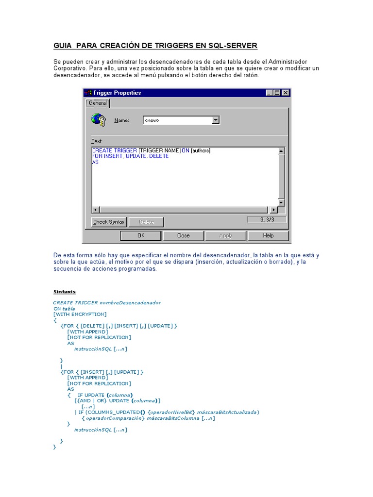 Guia para Creación de Triggers en SQL-server | PDF | Ingeniería de ...