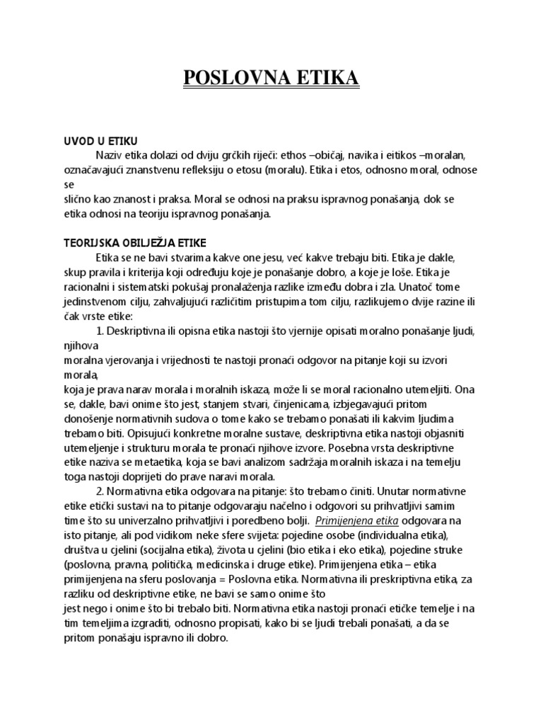 Poslovna Etika | PDF