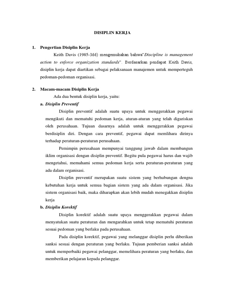 Teori dan Pendekatan Disiplin Kerja | PDF | Karier & Perkembangan ...