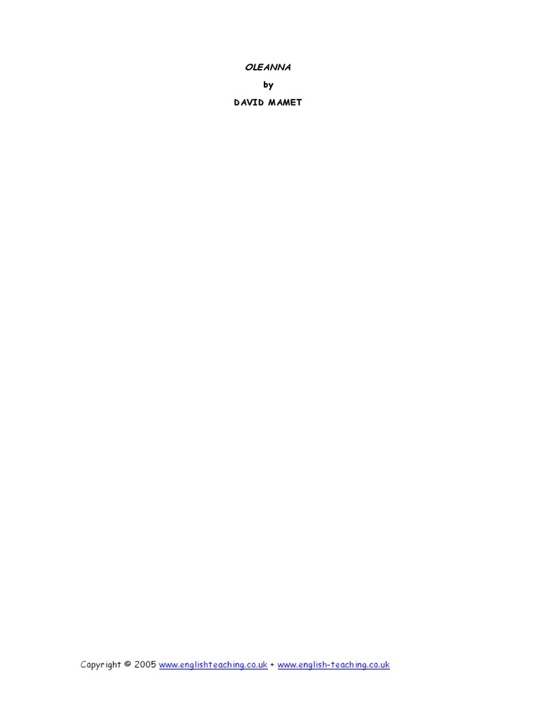 Oleanna by David Mamet: WWW - Englishteaching.co - Uk WWW - English ...