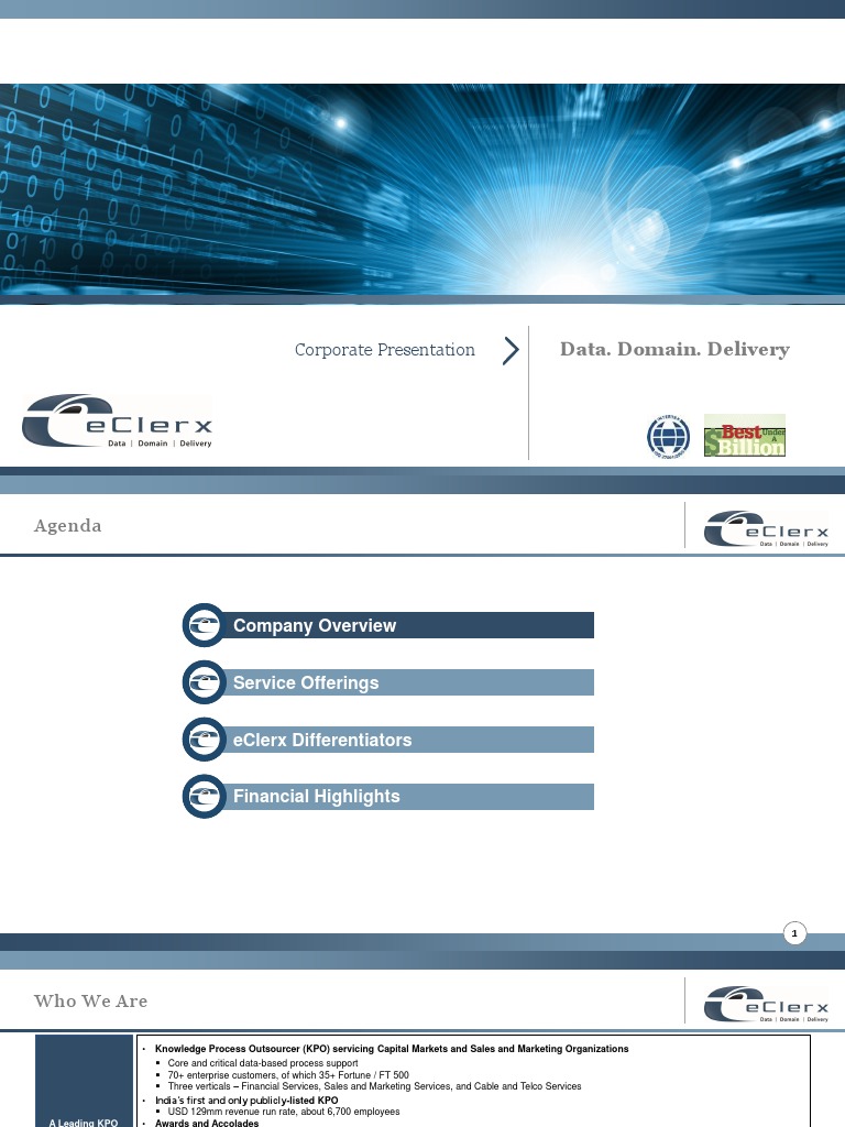EClerx Corporate Presentation_KM | Outsourcing | Analytics