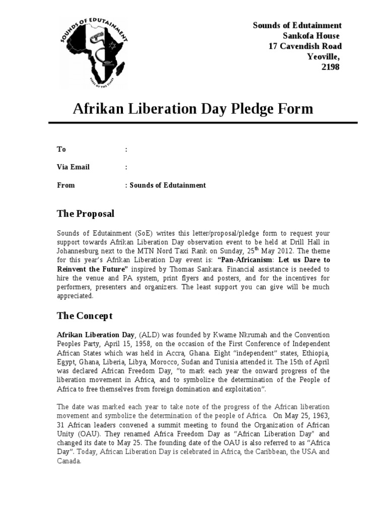 Afrika Liberation Day Pledge Form1 | PDF | Violence