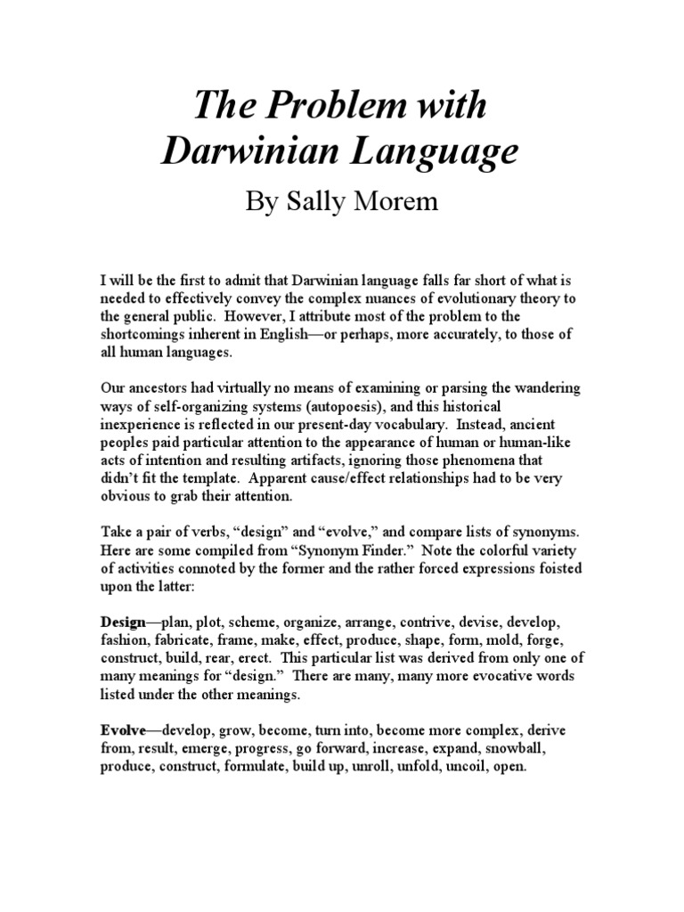 The Problem With Darwinian Language | PDF | Evolution | Natural Selection